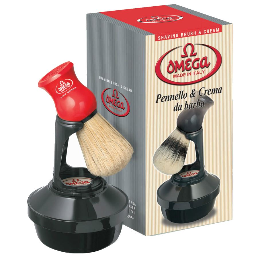 Omega Shaving Cream and Brush with Stand Kit — Fendrihan Canada